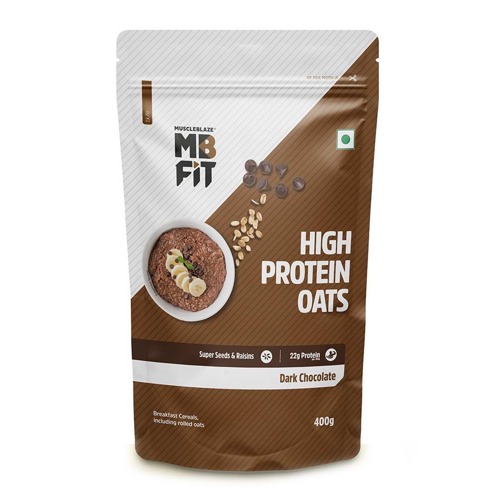 MuscleBlaze High Protein Oats, 400 g, Dark Chocolate - Nutrizone